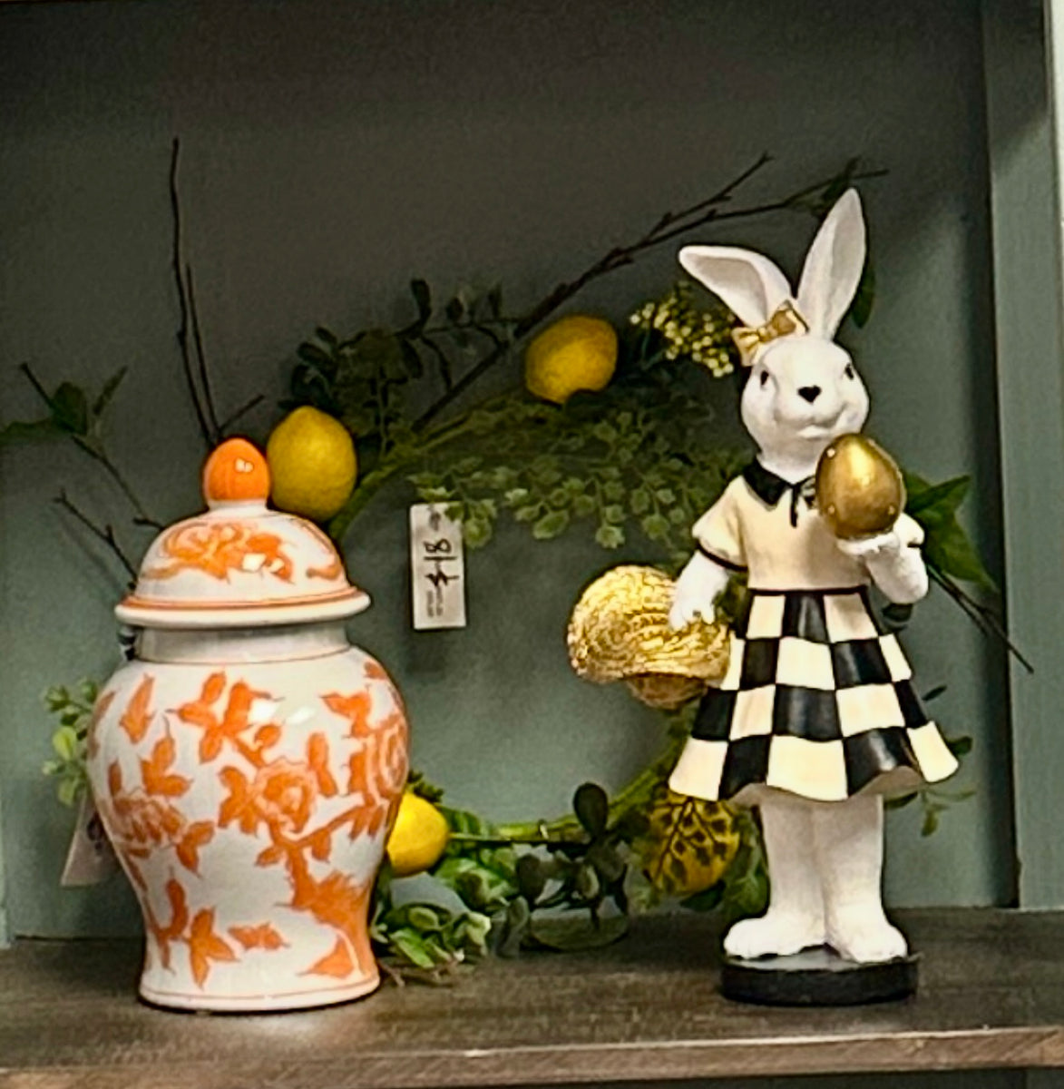 Gold Dapper Whimsical Black and White Check Rabbit Bunny (2 Styles ...